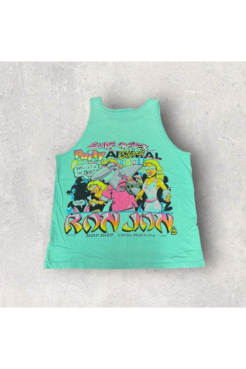 Vintage Oneita 1986 Ron Jon Surf Shop Surf Cruiser Party Shark Tank- L ...