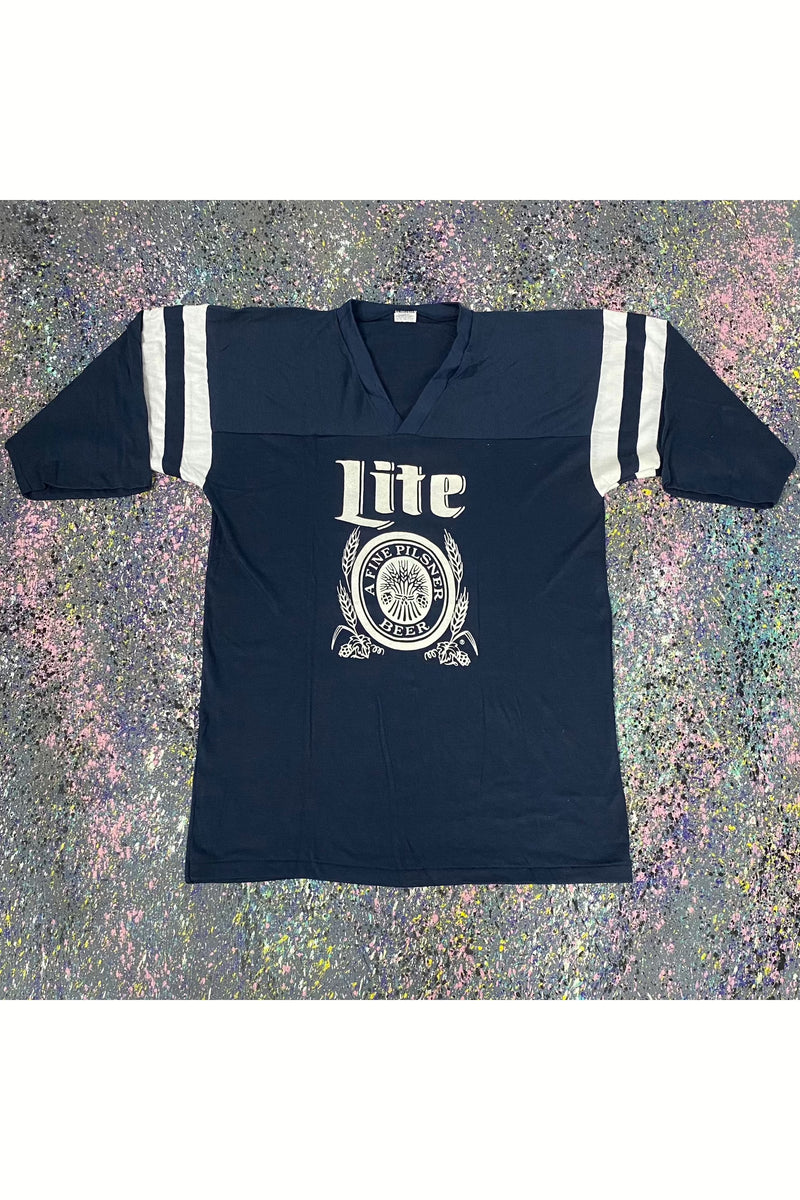 Vintage Deadstock 80s Velva Sheen Miller Lite 3/4 Sleeve Tee- L ...